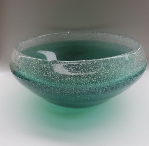 Emerald-Colored Glass Bowl with Bubble Inclusions for sale at Pamono