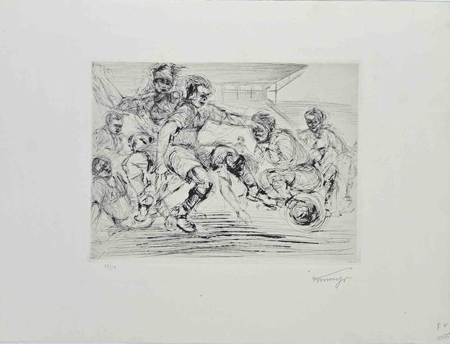 Louis Marcel Myr, Das Fußballspiel, Original Radierung, 1925 bei Pamono ...