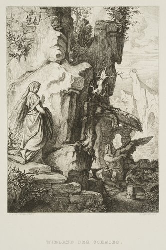 W. Hecht, The Blacksmith, 1850, Etching for sale at Pamono