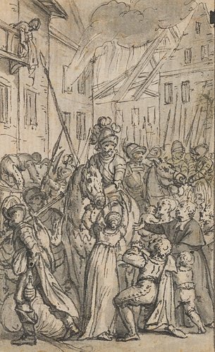 Entry of the Soldiers, 18th-Century, Pen Drawing for sale at Pamono