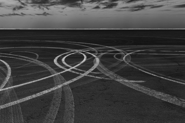 Mint Images, Monochrome Inverted Image of Tire Tracks on Salt Flats at ...