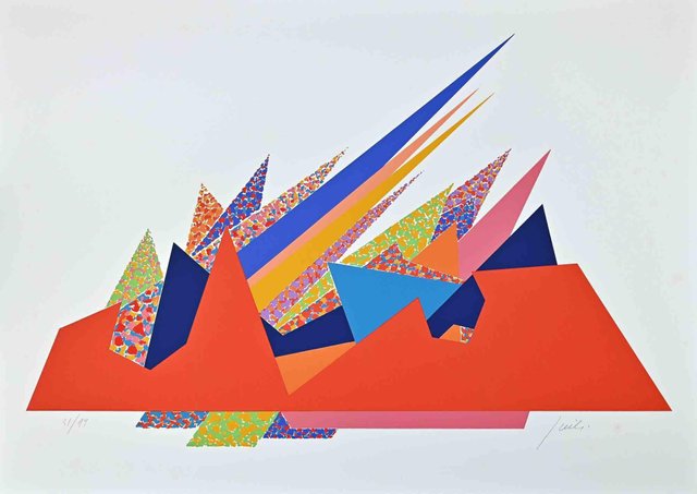 Franco Giuli, Structure, Original Screen Print, 1970s for sale at Pamono