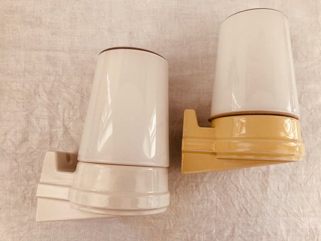 Model 6070 Wall Lights in Yellow Porcelain and Opaline Glass by Sigvard ...