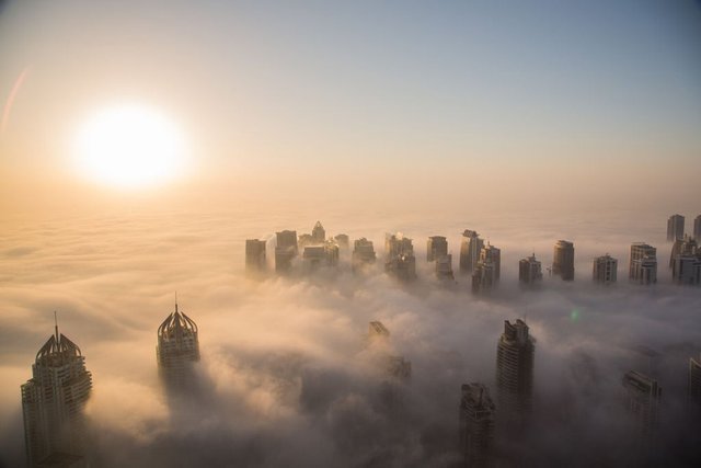 Rustam Azmi, The Foggy Dubai Skyline, carta fotografica in vendita su ...