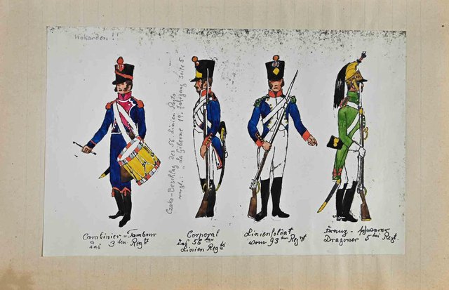 Herbert Knotel, Soldiers, Original Ink & Watercolor Drawing, 1940s for ...