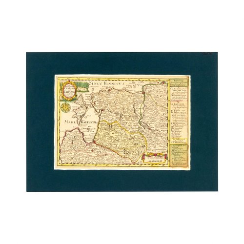 Map of Courland and Livonia by G. Schreiber, 1730s for sale at Pamono