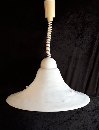 German Height-Adjustable Ceiling Lamp in White Polyester with a Cream ...