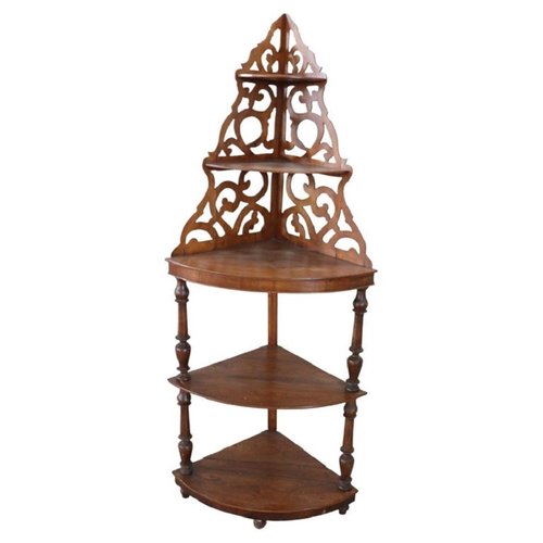 Antique Walnut Corner Shelves, 1850s for sale at Pamono
