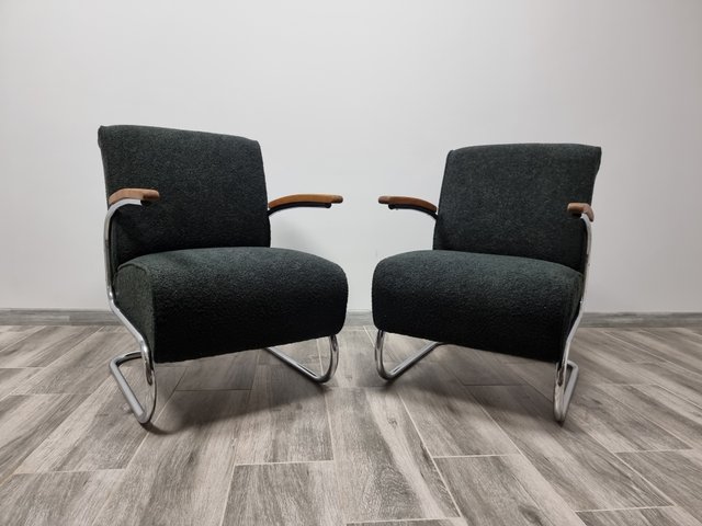 Bauhaus Chrom Armlehnstühle S411 von Willem Hendrik Gispen für Mücke ...
