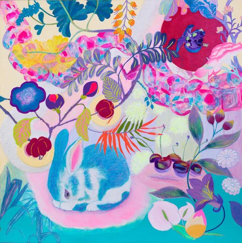 Minako Asakura, Jewel Tree, Rabbit, 2021, Acryl & Aquarell auf Papier ...