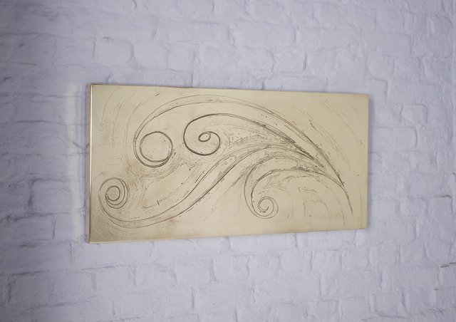 Engraved Brass Wall Panel for sale at Pamono