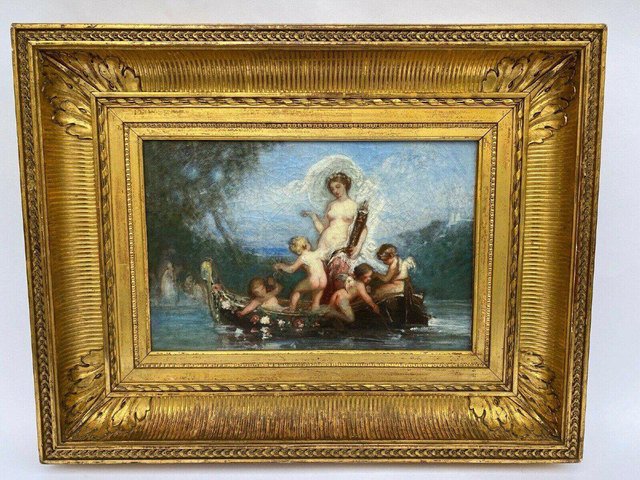 Paul Baudry, Painting of Angels, 19th-Century, Oil on Panel, Framed for ...