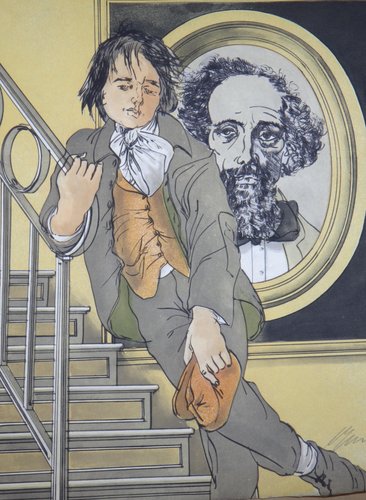 Hans Erni, Charles Dickens, 1973, Etching for sale at Pamono