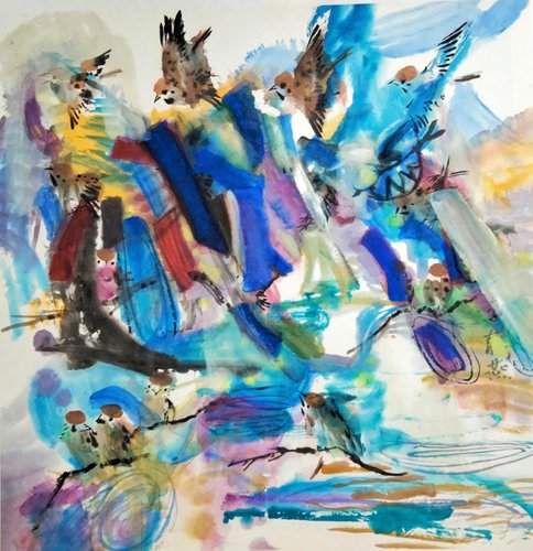 Li Qing-Yan, Birds Chirp in the Valley, 2019, Ink on Paper for sale at Pamono