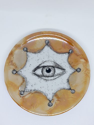 Octagon Eye Dinner Plate by Lithian Ricci for sale at Pamono