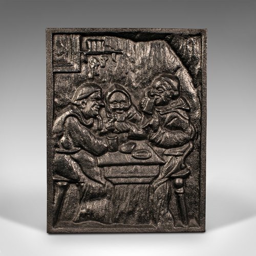 Antique Decorative Cast Iron Fire Back Panel, 1900s for sale at Pamono