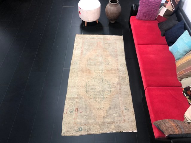 Turkish Peach Color Pale Natural Rug for sale at Pamono