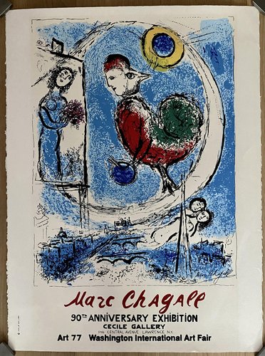 Original Ausstellung Chagall, 90. Jubiläum des Cecile Gallery Poster ...