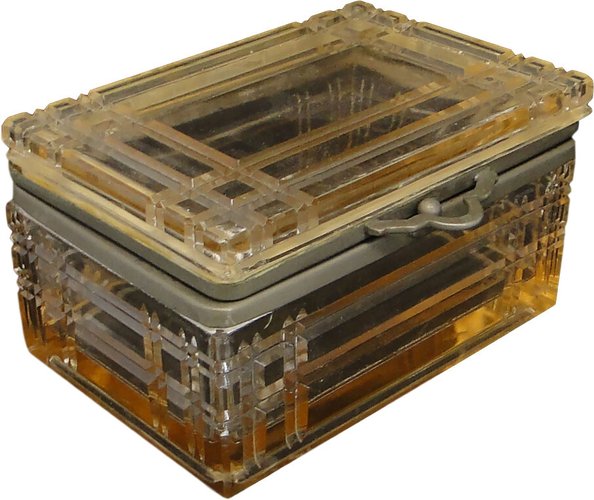 Glass Trunk with Fitting from Huta Hortensja, 1930s for sale at Pamono
