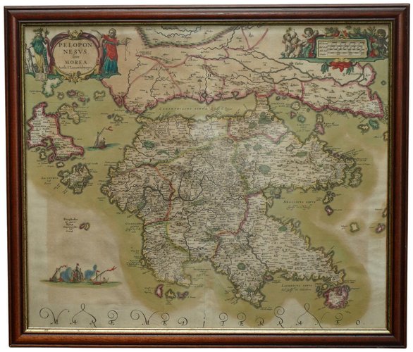 Mapa de acuarela de Peloponnesus Sive Morea I Laurenbergio de Jan ...