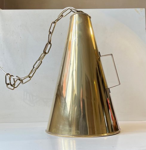 Lampe à Suspension Mégaphone Vintage en Laiton, 1970s en vente sur Pamono