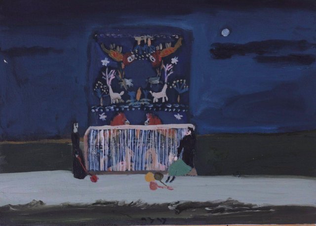 Tutu Kiladze, Teppich Weber, 2022, Öl auf Leinwand bei Pamono kaufen