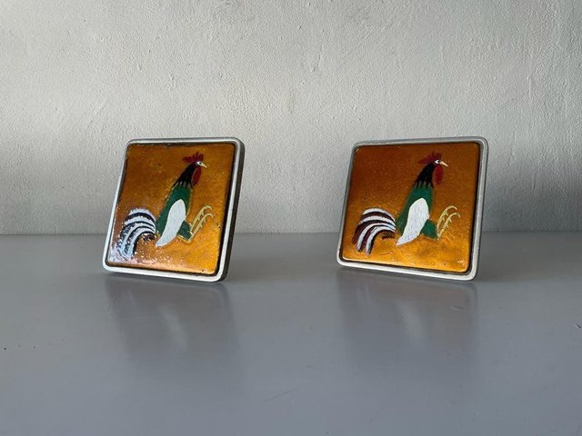 Aluminum Rooster Door Handles from WSS, Europe, 1940s / 50s, Set of 2 ...