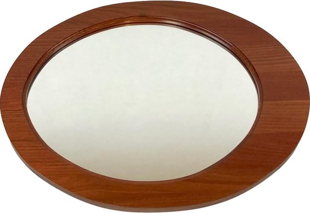 Mid-Century Danish Elliptical Mirror in Teak, 1960s for sale at Pamono