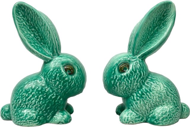 No. 1028 Green Glazed Rabbit from Sylvac, 1950s, Set of 2 for sale at ...