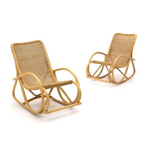 Rocking Chair en Rotin par Gervasoni, 1970s en vente sur Pamono