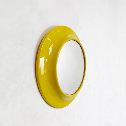 Modern Italian Yellow Plastic Round Mirror, 1980s for sale at Pamono