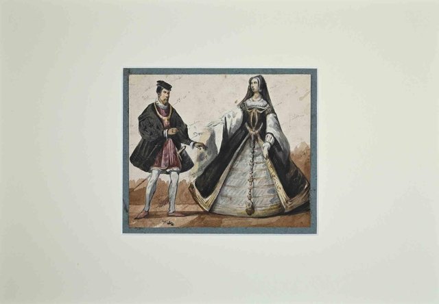 Unknown, Theatrical Costume, Original Watercolor Drawing, 1860s for ...
