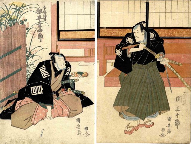 Utagawa Kuniyasu, Meeting of Two Samurai, Original Holzschnitt, 1820 ...