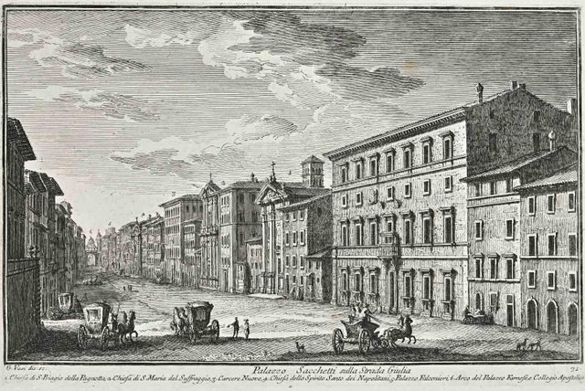 After Giuseppe Vasi, Palazzo Sacchetti sulla Strada Giulia, Etching ...