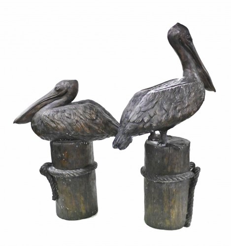 Large Bronze Pelicans Statues, Set of 2 for sale at Pamono
