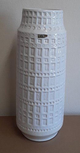 Vintage German Floor Vase in White Glazed Ceramic from Scheurich, 1970s ...