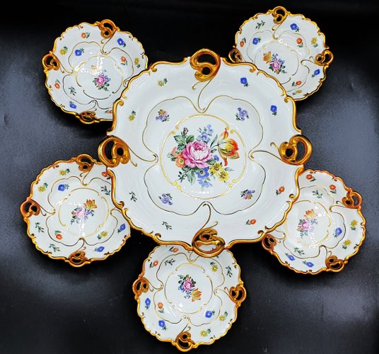German Porcelain Dessert Service, Set of 6 for sale at Pamono