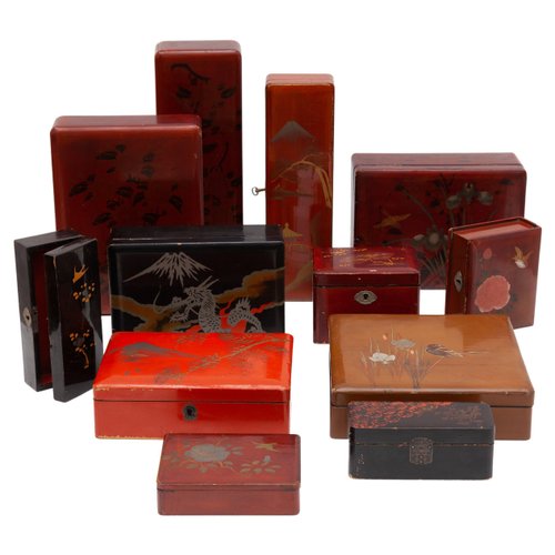 Japanese Lacquered Boxes Collection, Set of 12 for sale at Pamono