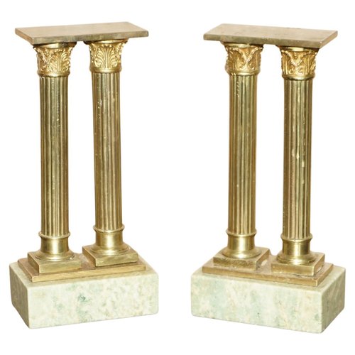 Antique Victorian Marble & Brass Roman Grand Tour Statue Columns ...