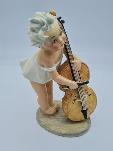 Kleines Mädchen mit Cello aus Keramik von Arturo Pannunzio, 1950er bei ...