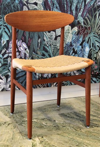 Esszimmerstühle aus Teak & Korbgeflecht von Ejnar Larsen & Aksel Bender ...