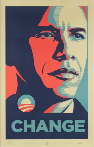 Shepard Fairey, Change: Obama, 2008, Lithograph for sale at Pamono