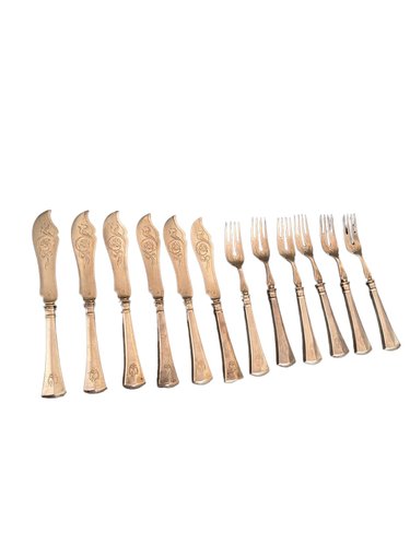 Silver Fish Cutlery for 6 People from Seligmann, 1890s, Set of 12 for ...