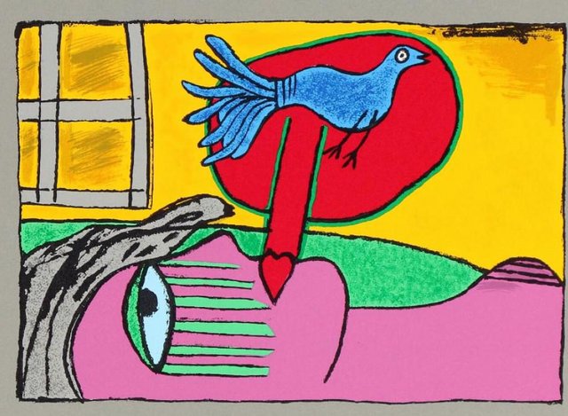 Corneille, Composition with Woman and Bird, Late 20th or Early 21st ...