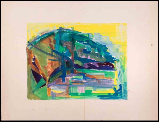 Emile Marze, Abstract Composition, Original Tempera, Late 20th Century for sale at Pamono