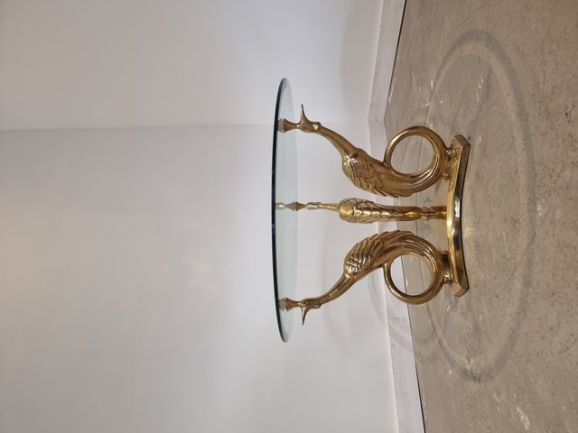 Hollywood Regency Peacock Coffee Table in Brass for sale at Pamono