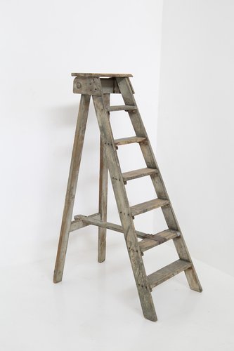 Antique Decorative Grey Wooden Ladder, 1920s for sale at Pamono