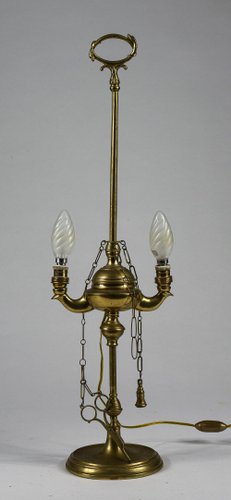Electrified 2-Light Oil Lantern Lamp in Brass with Snake Decorations ...