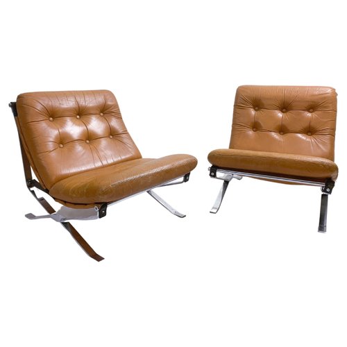 Italienische Mid-Century Modern Ledersessel von MIM Roma, 1960er, 2er ...