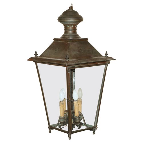 Victorian Hanging Lantern in Bronze with 4-Candle Interior, 1880s for ...